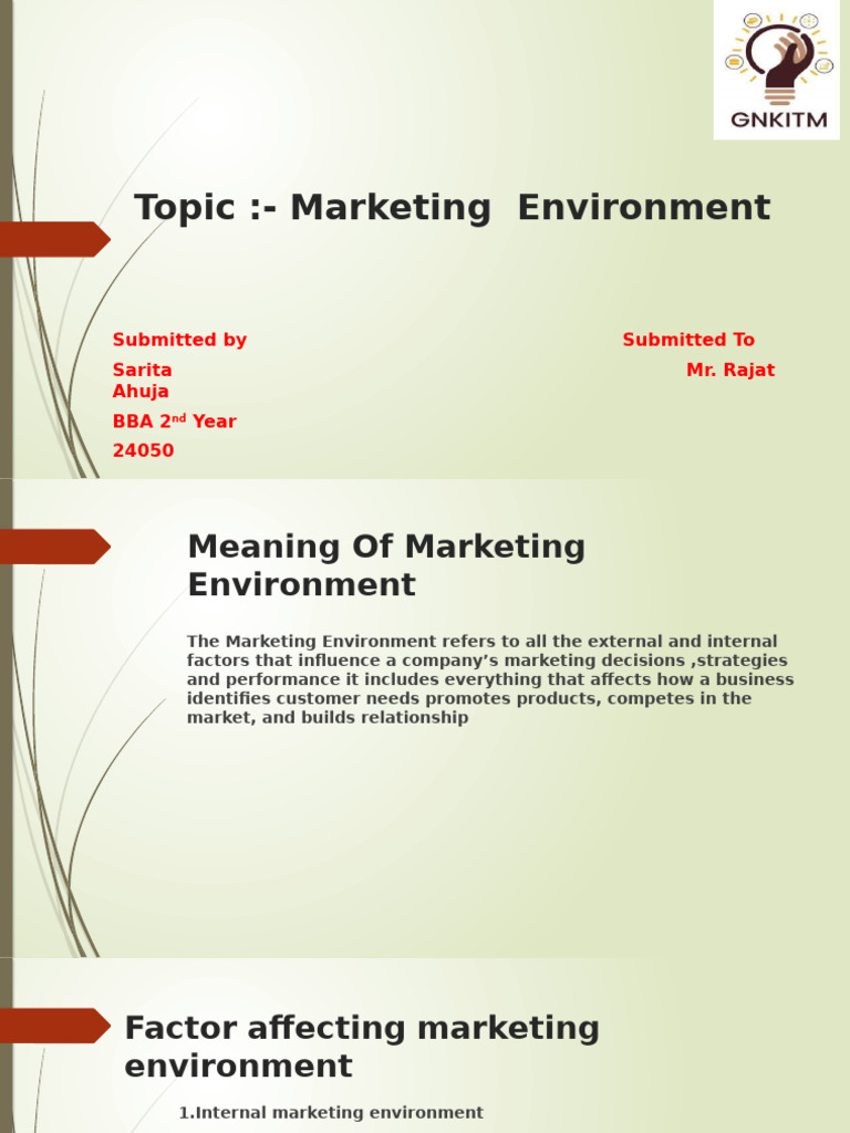 Understanding Marketing Environment Factors | PDF | Marketing | Economics