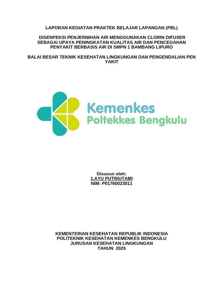 Disinfeksi Air dengan Chlorine Diffuser | PDF