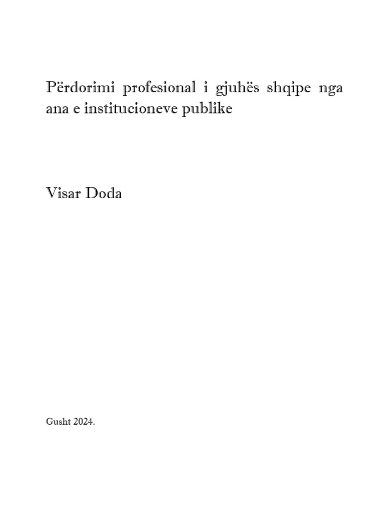 Përdorimi Profesional I Gjuhës Shqipe Nga Ana e Institucioneve Publike ...