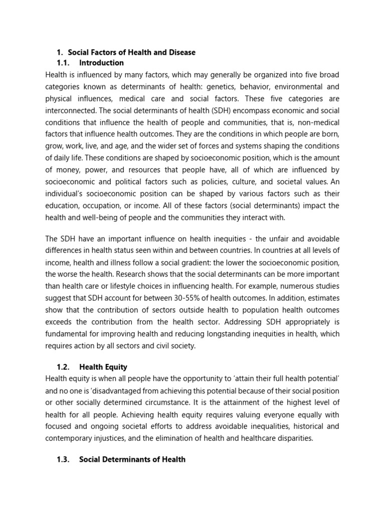 Notes On Social Factors of Health and Disease | PDF | Health Policy ...