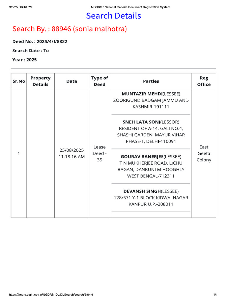 NGDRS - National Generic Document Registration System | PDF