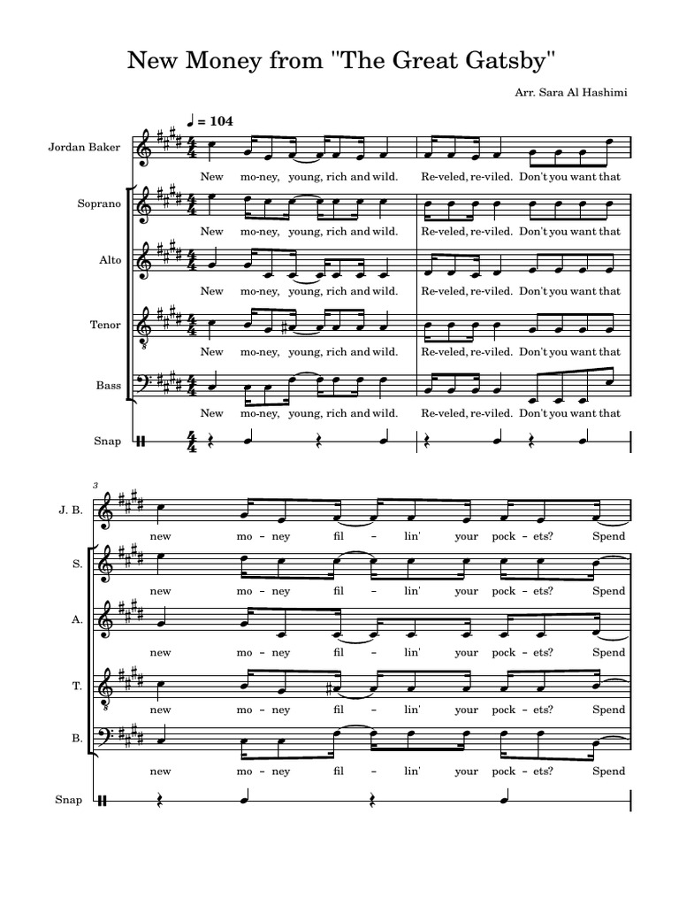 New Money: The Great Gatsby Arrangement | PDF | Pitch (Music) | Vocal Music