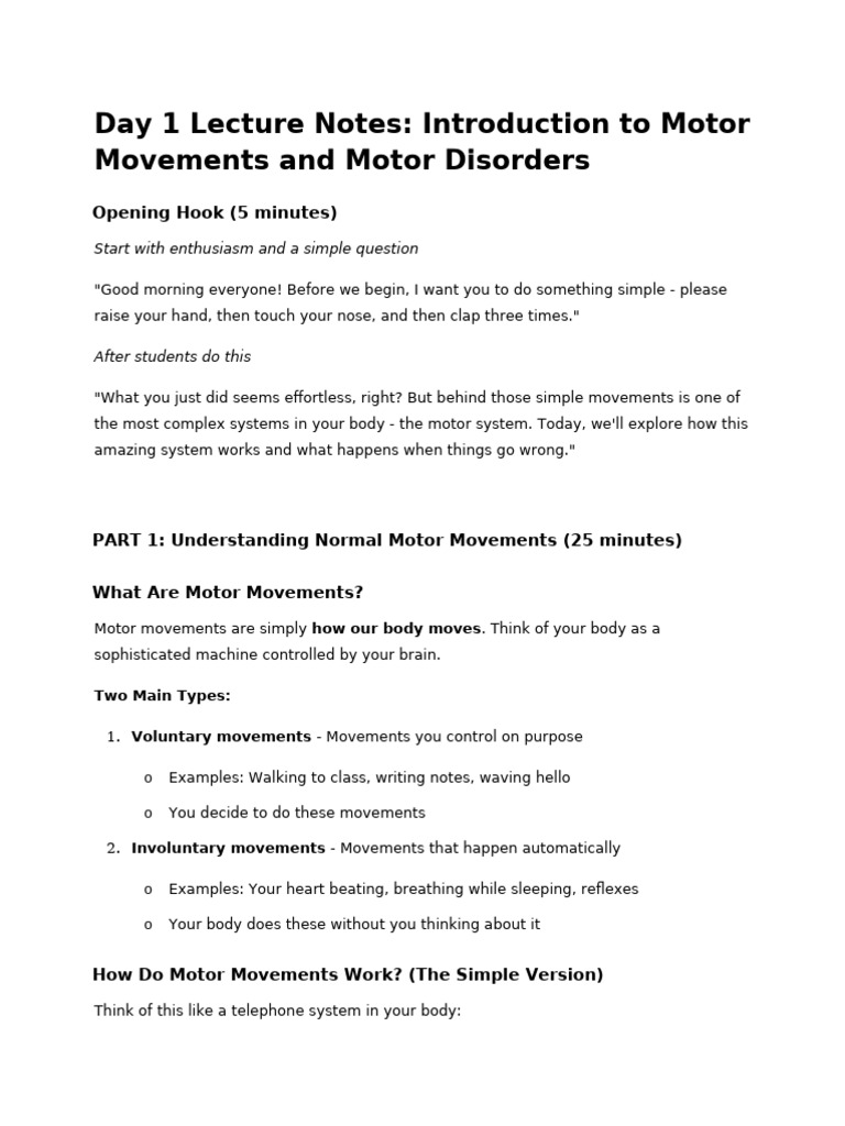Day1 Motor Intro Lecture | PDF | Brain | Nervous System