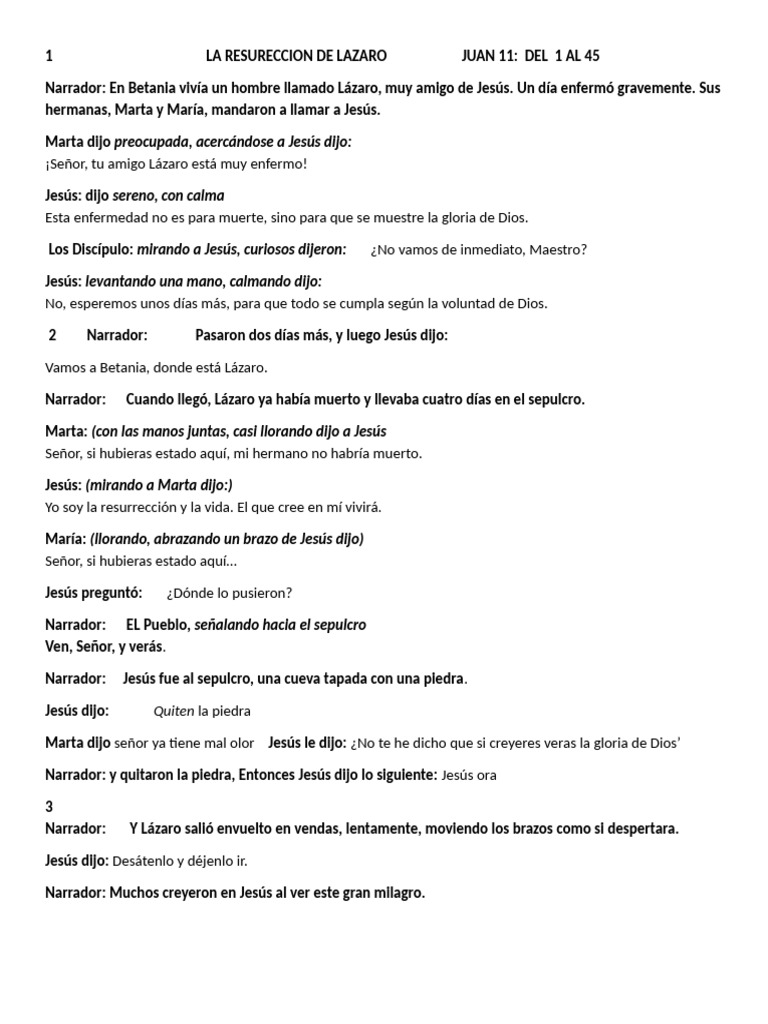 1 La Resureccion de Lazaro Juan 11 | PDF