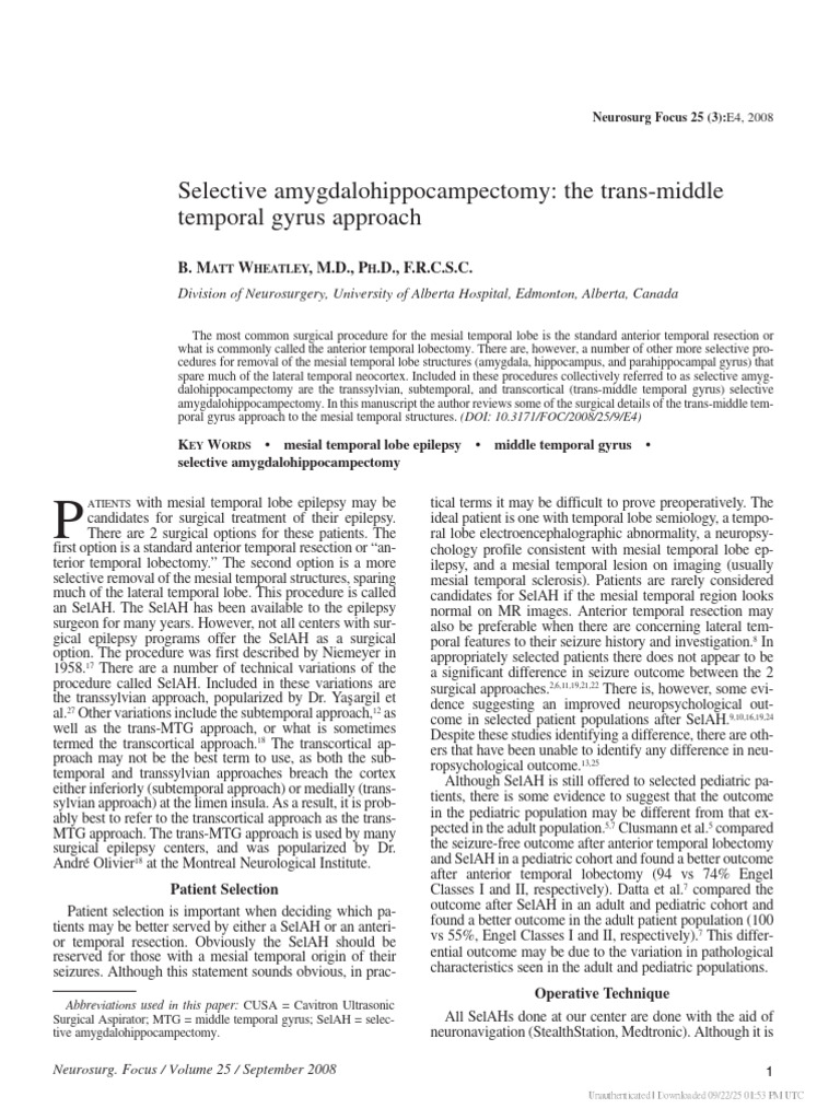 Neurosurg Focus Article PE4 2 | PDF | Hippocampus | Hippocampus Anatomy