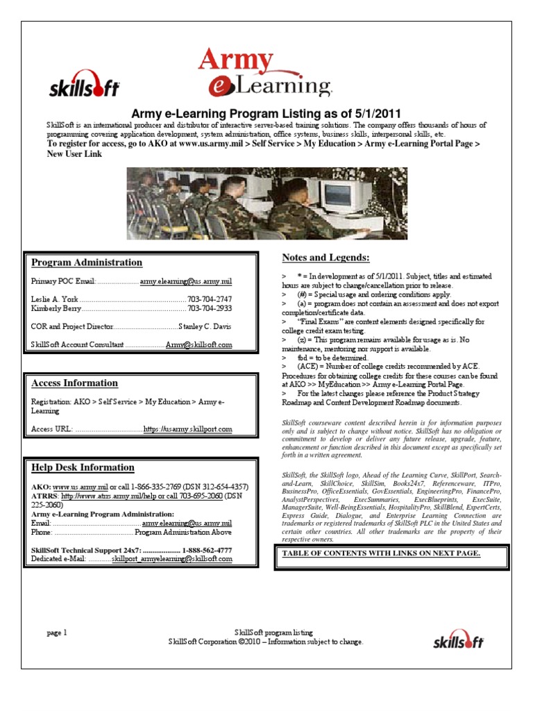 US ARMY Skillsoft Army Elearning COURSE CATALOG | PDF | Business