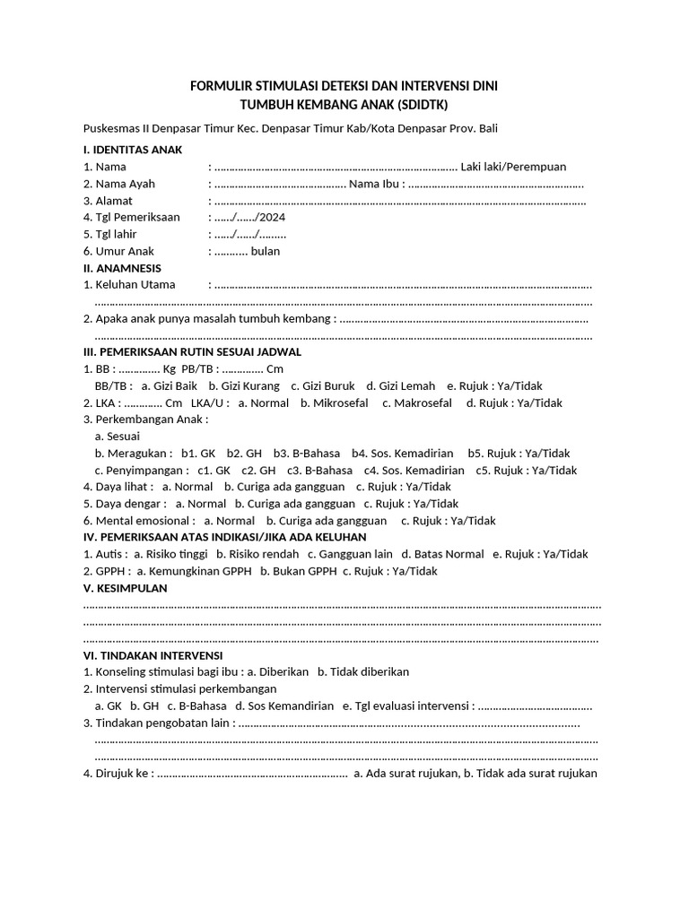 Formulir Ddtk Pdf