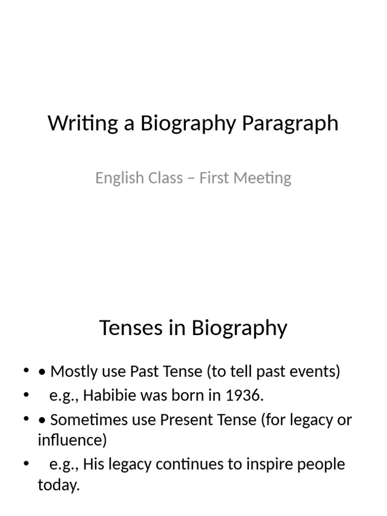 Writing A Biography Paragraph | PDF