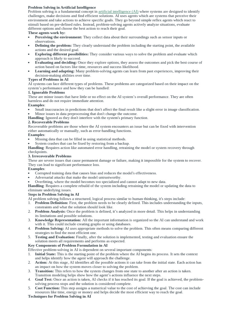 Problem Solving in Artificial Intelligence | PDF | Artificial Intelligence | Intelligence (AI ...