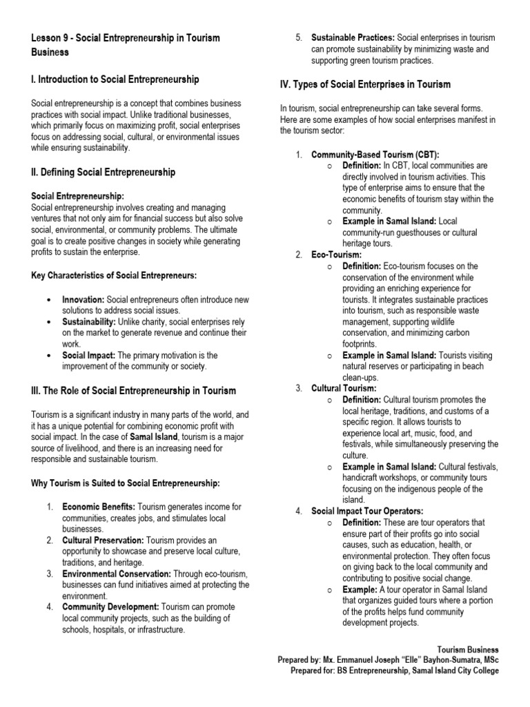 Social Entrepreneurship in Tourism | PDF | Social Entrepreneurship ...