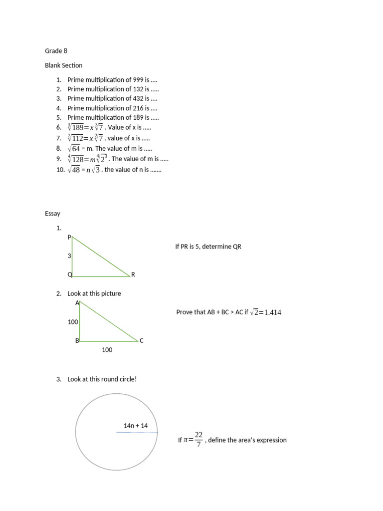 Math Monthly Test 2 Grade 8 s1 2023 2024 | PDF