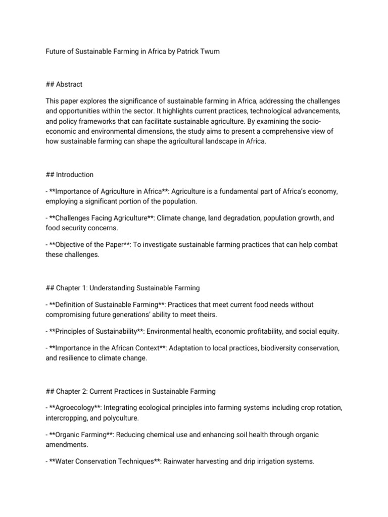 Sustainable Farming Future in Africa | PDF | Sustainable Agriculture ...