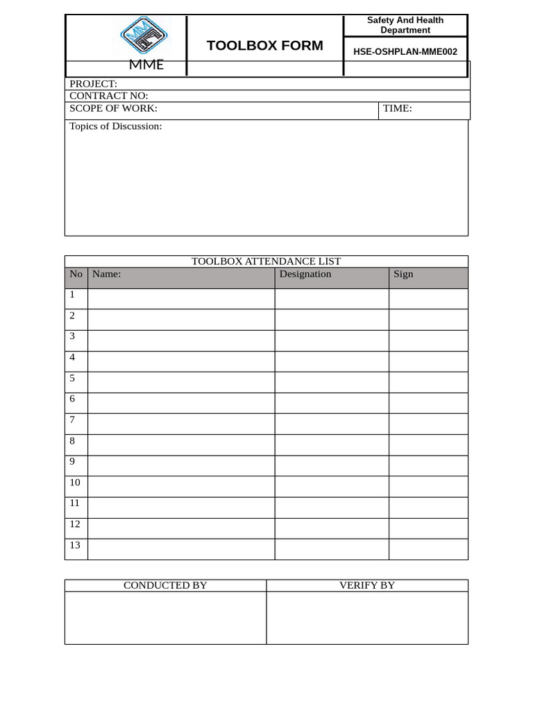 002 Toolbox Form | PDF