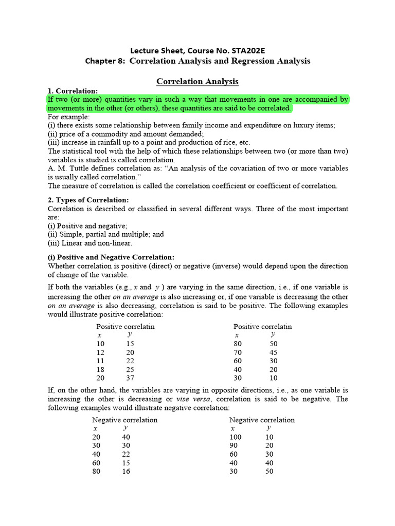 EEE Lecture Sheet, Chapter 8 | PDF | Linear Regression | Dependent And Independent Variables