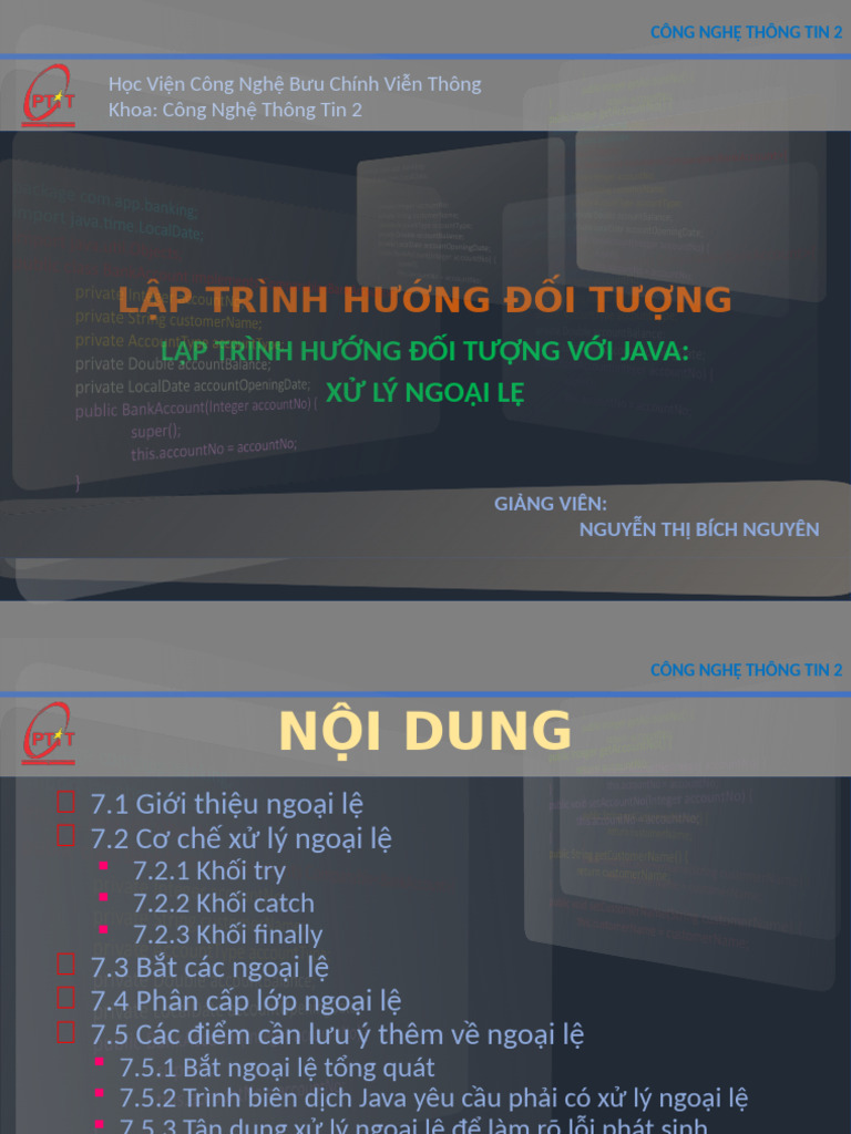 Lap Trinh Huong Doi Tuong Ptit Xu Ly Ngoai Le | PDF