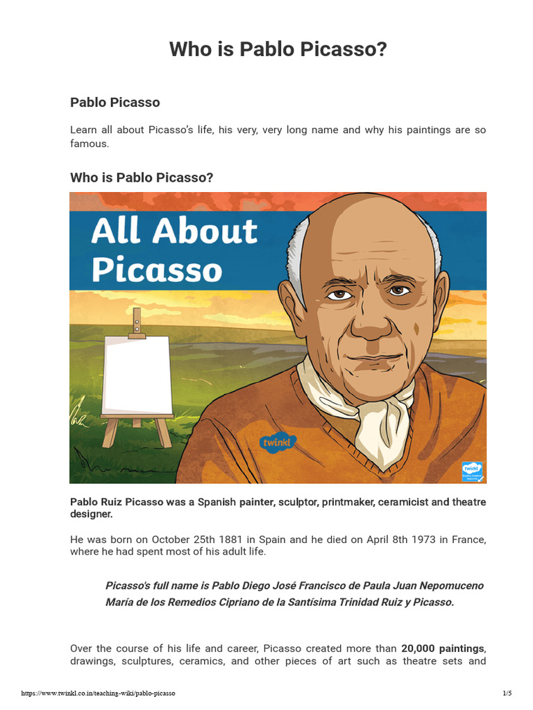 Who is Pablo Picasso_ - Twinkl | PDF | Pablo Picasso | Cubism
