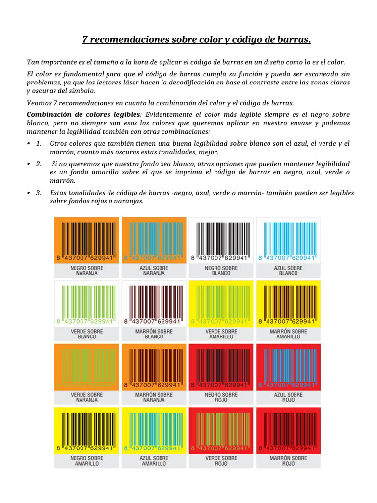 Colores Legibles para Códigos de Barras | PDF | Código de barras | Color