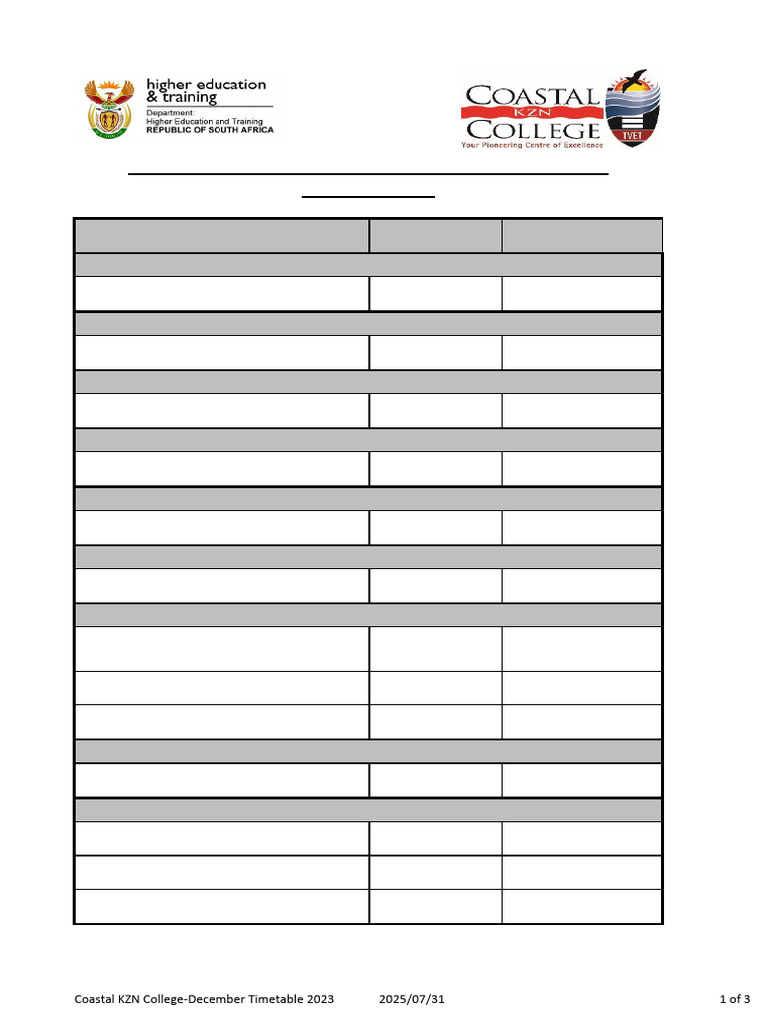 Final Exam Timetable s2 2025 Students | PDF | Business | Business Economics