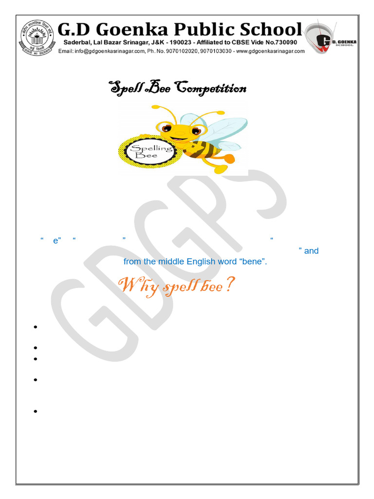 Spell Bee Competition Circular Final Copy 2 | PDF | Vocabulary ...
