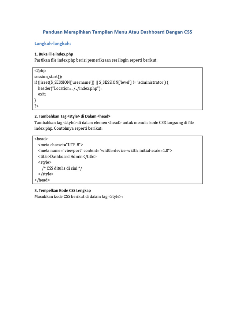 Part 3 - Panduan Merapihkan Tampilan Menu Atau Dashboard Dengan Css | PDF