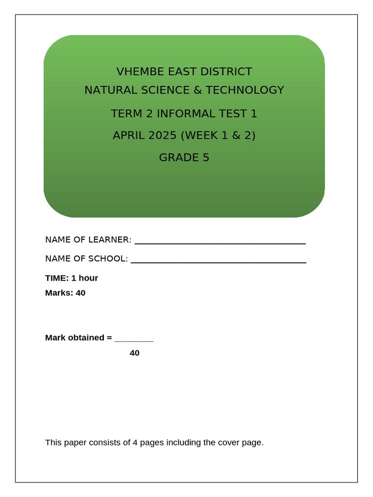 GR5 June Test - Memo | PDF | Metals | Ductility