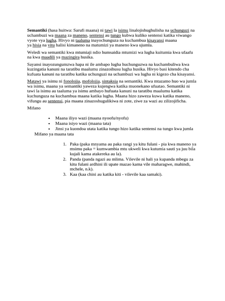 Matawi Ya Semantiki | PDF
