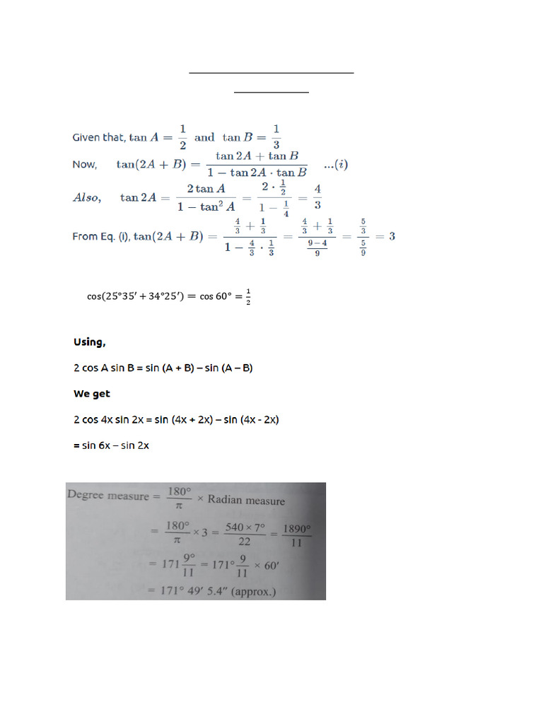 1756357453 Trigonometric Functions Ct Answer Key (1) | PDF