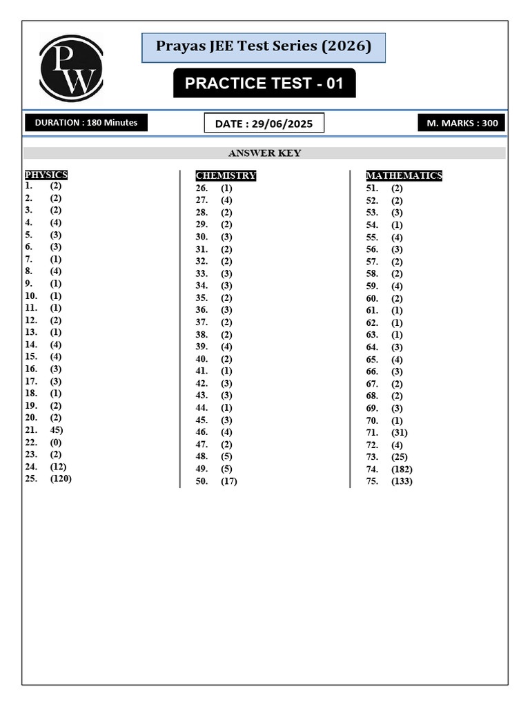 Practice Test 01 Hints & Solution PDF | PDF | Redox | Chemical Reactions