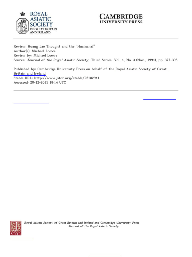 Huang Lao Thought and The Huainanzi | PDF | Chinese Literature ...