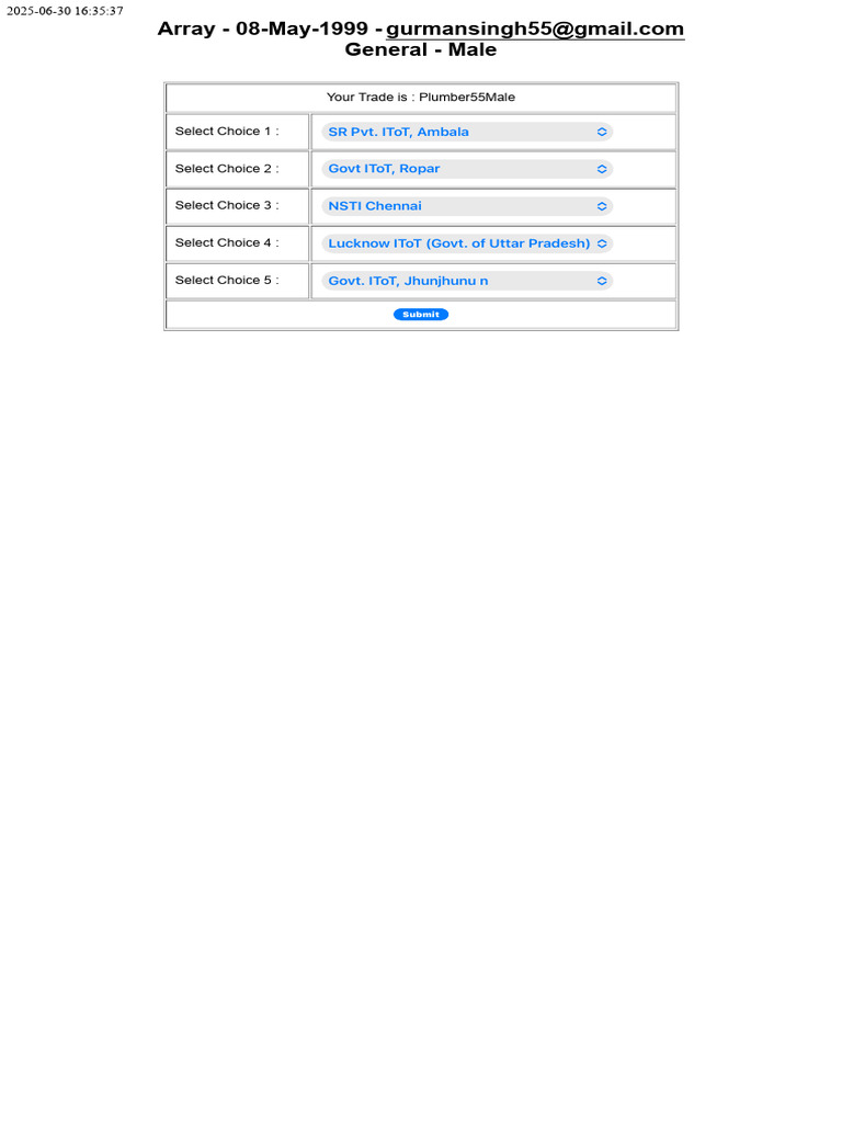 Select Study Institutions by Candidates - 2025 CITS Session | PDF