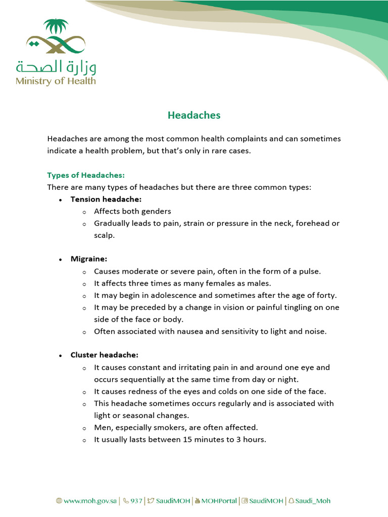 Understanding Headaches: Types & Triggers | PDF