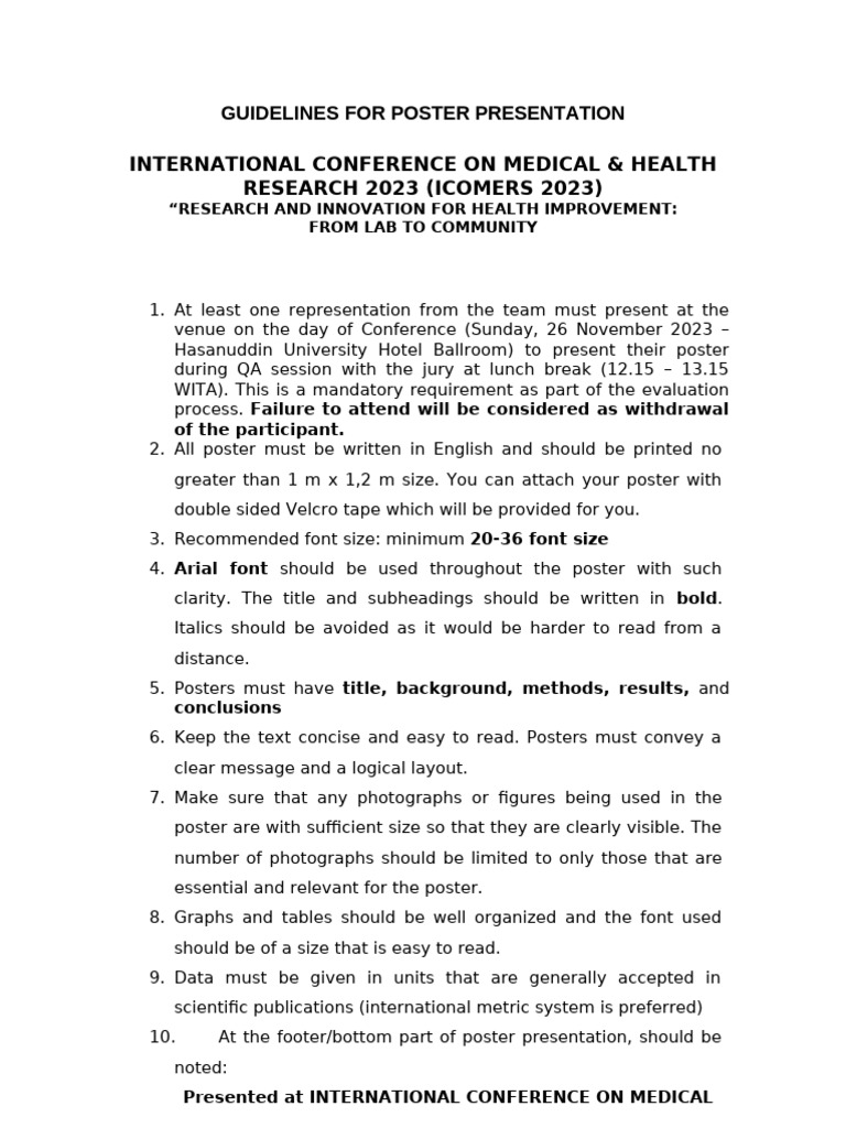 ICOMERS 2023 Poster Presentation Guidelines | PDF