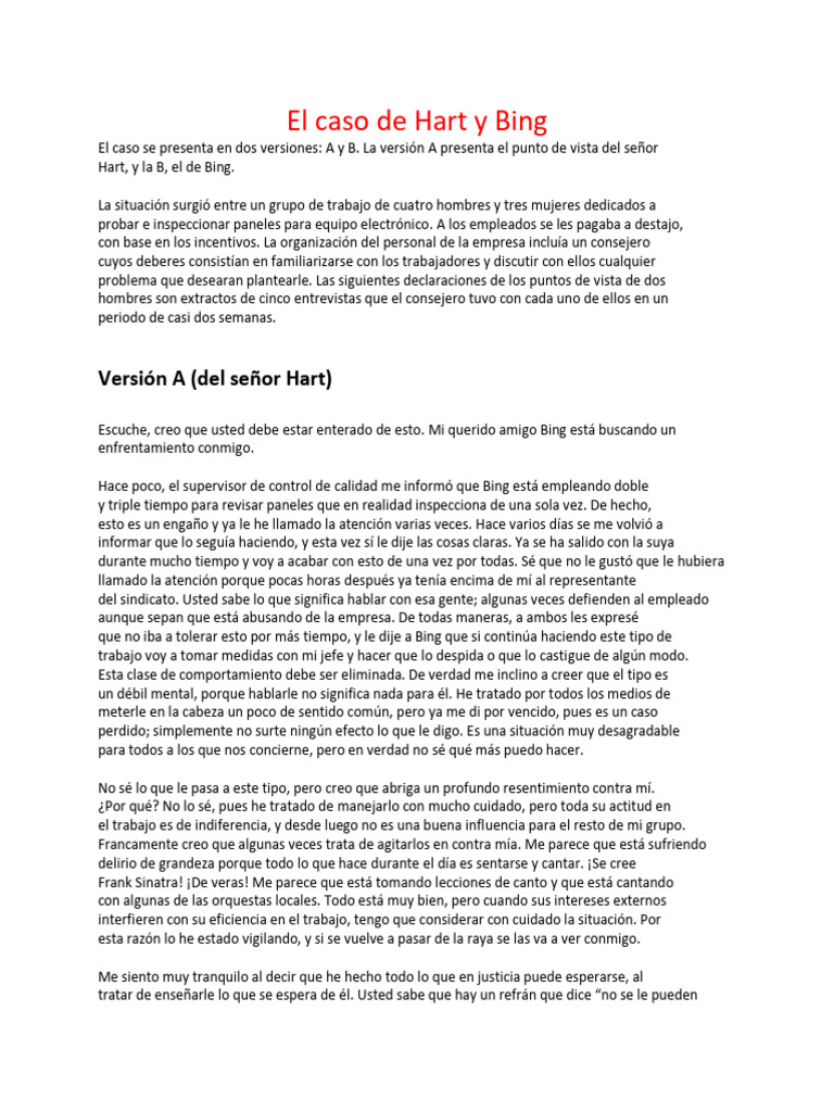 El Caso de Hart y Bing (VERSIÓN A) | PDF