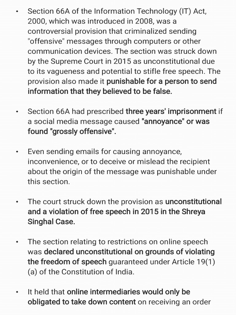 Section 66A - IT Act | PDF