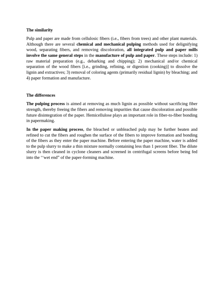 The Similarity and Differences Pulp Paper | PDF