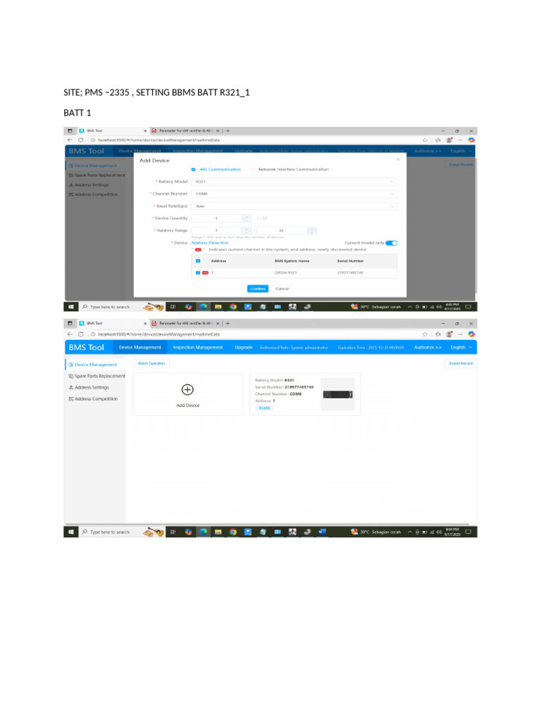 BBMS Battery Settings Guide | PDF