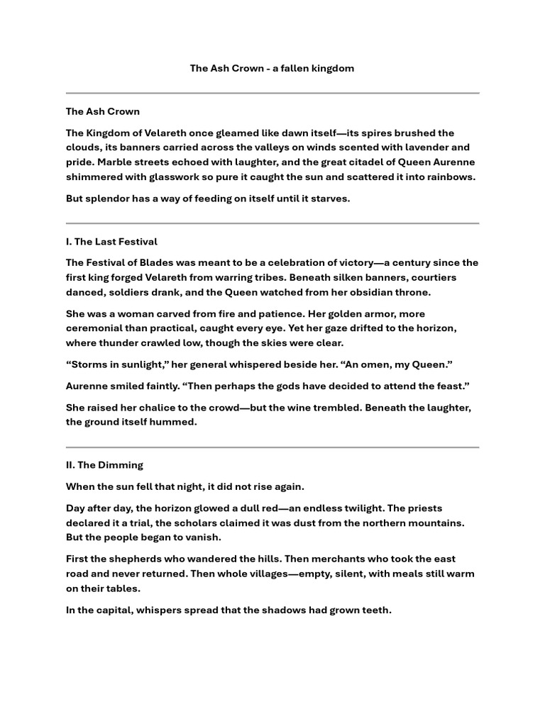 The Fall of Velareth's Ash Crown | PDF