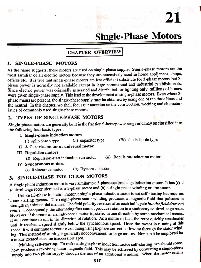 Single Phase Motors | PDF