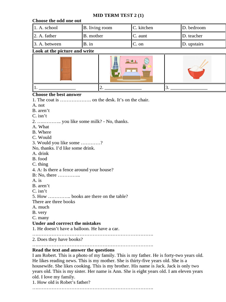 Global MID TERM TEST KÌ 2 LỚP 3 | PDF