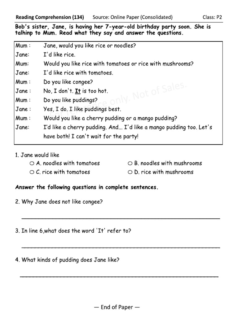 134-139 P2 Reading Comprehension | PDF