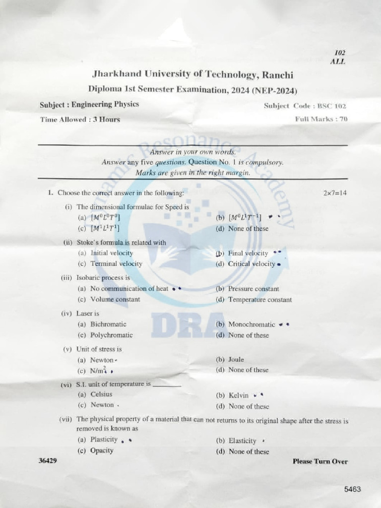 Diploma 1st Semester EE-EEE PYQ 2024 | PDF | Power Station ...