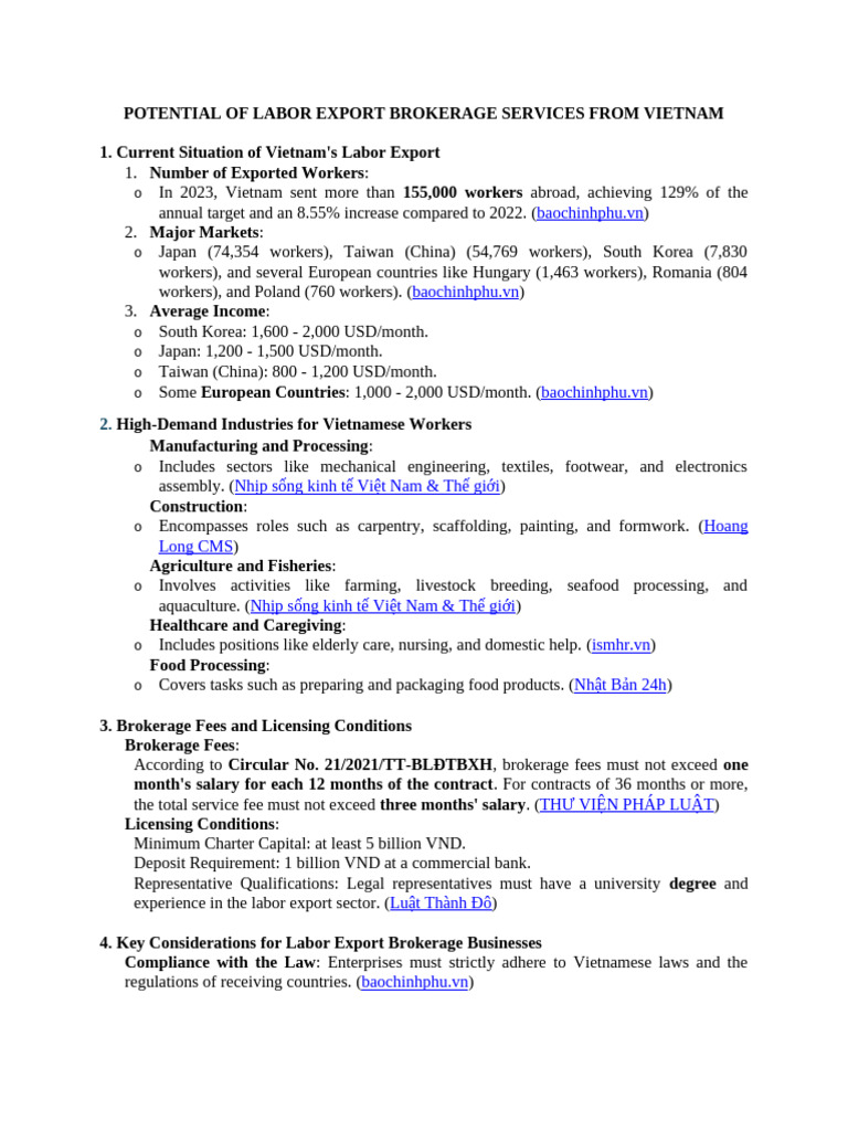 Vietnam's Labor Export Brokerage Insights | PDF | Vietnam | Vietnamese ...