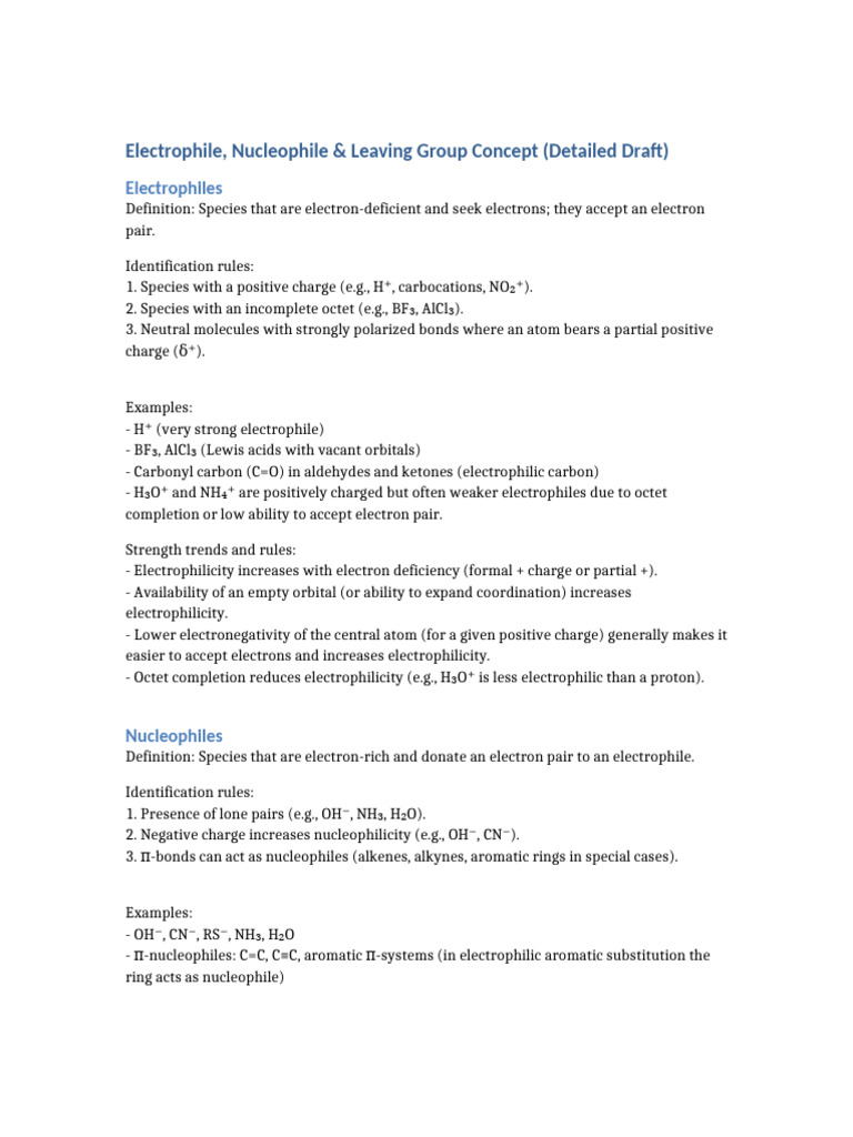 Electrophiles and Nucleophiles Guide | PDF | Chemical Compounds ...