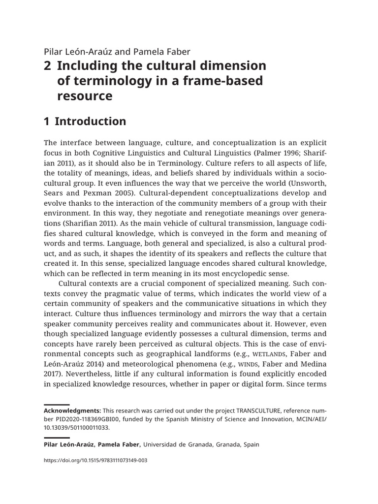 Including the Cultural Dimension of Terminology in a Frame-based ...