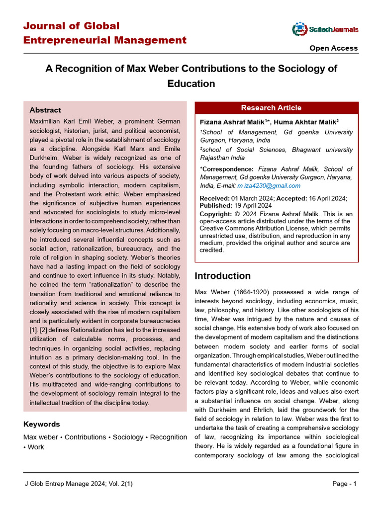 Max Weber's Impact on Sociology Education | PDF | Max Weber | Sociology