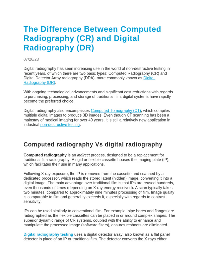 The Concept Modalities (CR and Direct Digital Radiography) 4 | PDF ...