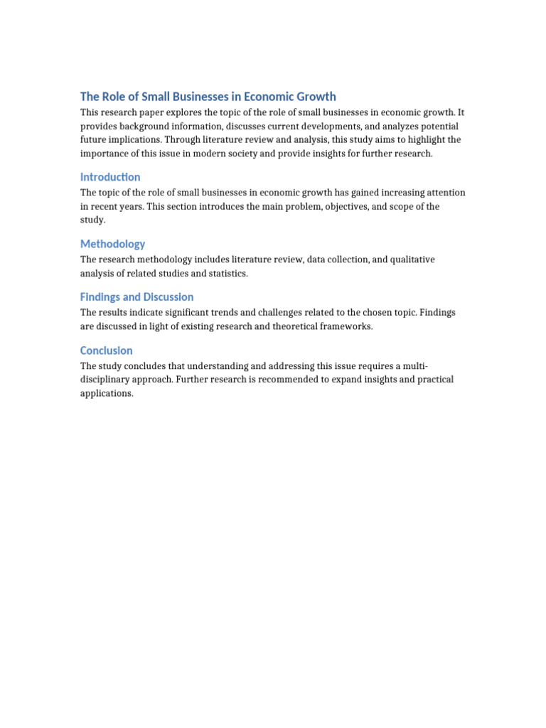 The Role of Small Businesses in Economic Growth | PDF