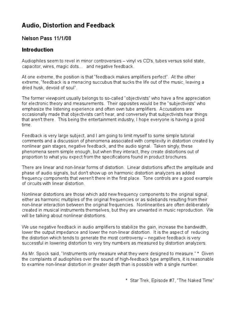 Distortion Feedback | PDF | Amplifier | Distortion