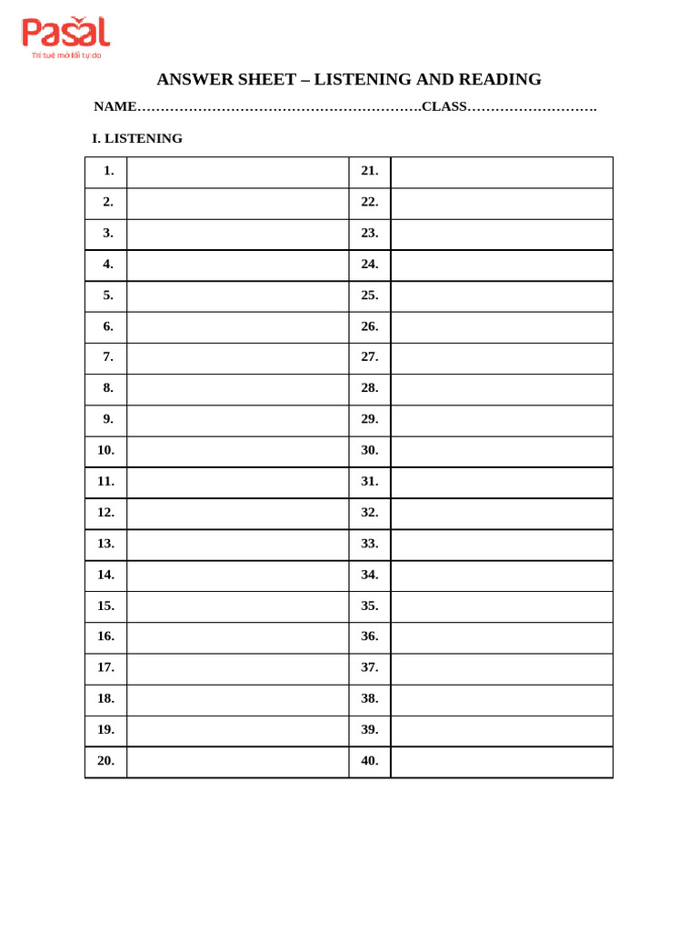 Answer Sheet | PDF