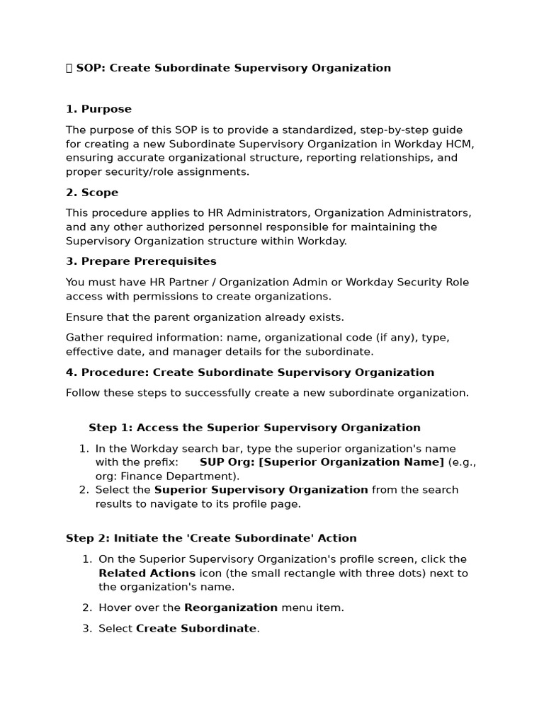 SOP Create Subordinate Supervisory | PDF | Business | Computing